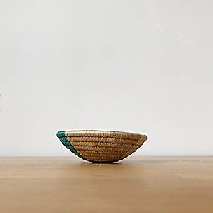 Mini African Basket- Muyumbu/Rwanda Basket/Sisal & Sweetgrass Woven Basket/Blue, Teal, Tan, White