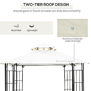 Outsunny 10' x 10' Patio Gazebo, Double Roof Outdoor Gazebo Canopy Shade Shelter with Metal Corner Frame Screen Wall, for Garden, Lawn, Backyard and Deck