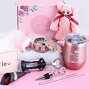 Antianxia Birthday Gifts for Women, Valentine's Day Mother's Day Wife Sisters Best Female Gifts for Coworkers Spa Friendship Gifts Insulated Wine Glass Set Gifts