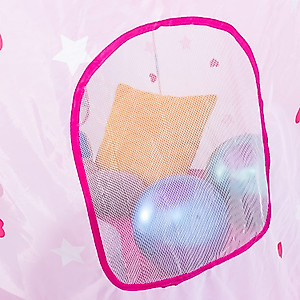 Princess Castle Play Tent with Glow in The Dark Stars, Foldable Pink Pop up Kids Tent Playhouse Toys, for Indoor Outdoor Toddler Children Girls Gifts Tent Girls Toys Age 3/4/5/6/7/8/9 Years Old