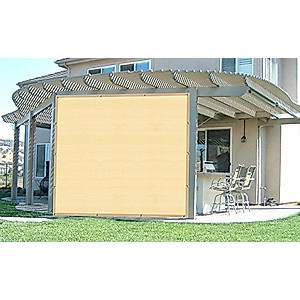 Shatex 90% Shade Fabric 10x 12ft Sun Shade Cloth with Grommets for Pergola Cover Canopy Wheat, 12 Bungee Balls