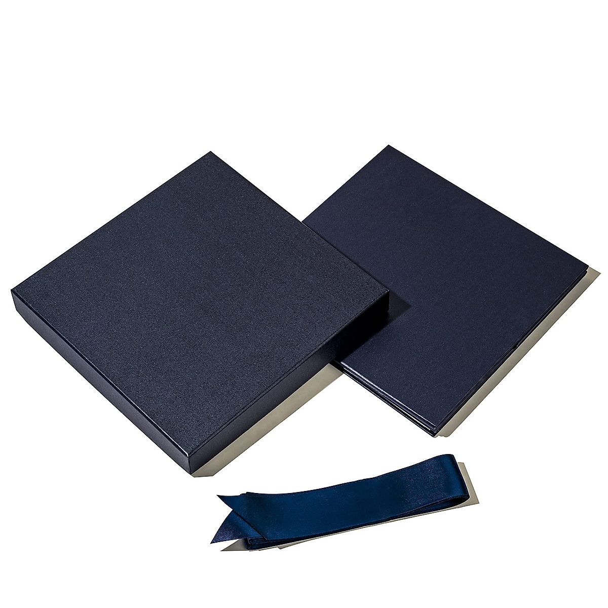 RUSPEPA Medium Birthday Gift Box with Lids, Ribbon and Tissue Paper, Collapsible Gift Box - 1 Pcs, 10x10x10 Inches, Navy Blue