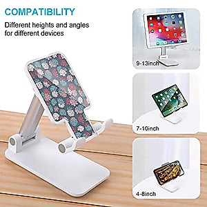 Dahlia Floral Cell Phone Stand for Desk Foldable Phone Holder Height Angle Adjustable Sturdy Stand White-Style
