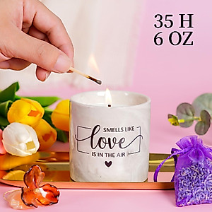 Love is in The Air Candle Anniversary Wedding Bridal Shower Engagement Valentines Day Gifts for Couple Housewarming Gifts Birthday Christmas Gifts for Friends Lavender Candle 6 Oz