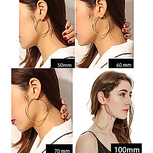 Cocadant Big Gold Hoop Earrings for Women,3 Colors Large Thin 60mm Silver Hoop Earrings Set Stainless Steel 14K Gold Plated with Hypoallergenic Sterling Silver Post