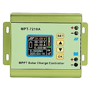 Solar Controller, MPT-7210A MPPT Solar Controller Green Made of Aluminum Alloy with LCD Display for Lithium Battery
