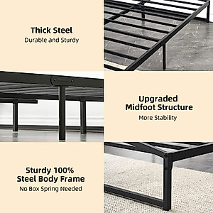 IDEALHOUSE 10 Inch Queen Size Platform Metal Bed Frame Low Profile with storage, Mattress Foundation, No Box Spring Needed
