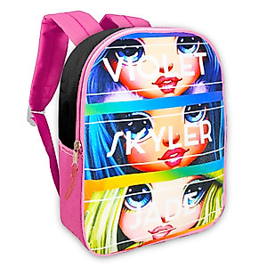 Rainbow High Backpack Set for Girls - Bundle with Rainbow High 15 Inch Backpack with Shopkins Stickers and More (Kids Backpack Elementary School)