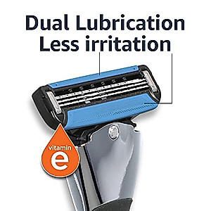 Amazon Basics 3-Blade Motion Sphere Razor for Men with Dual Lubrication, Handle & 2 Cartridges, Cartridges Fit Amazon Basics Razor Handles only, 3 Piece Set, Black (Previously Solimo)