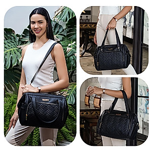 FHELAD Diaper Bag Tote, Baby Diaper Tote Bag with 13 Pockets, Large Tote Diaper Bag for Mom and Dad, Crossbody Waterproof Diaper Tote (Black)