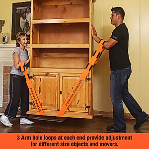 Forearm Forklift 2-Person Lifting and Moving Straps; Lift, Move and Carry Furniture, Appliances, Mattresses or Any Item up to 800 lbs. Safely and Easily Like a Pro, Orange