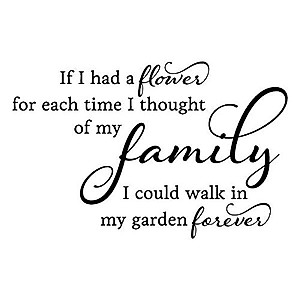 Wall Quote Decal Every Time I Think of Family Flower Home Love Vinyl Decal Garden Mom Mother's Day