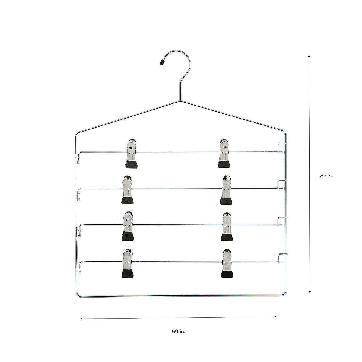 Organize It All 4 Tier Swing Arm Slack Rack Hanger, Closet Organizer for Pants, Scarves, Skirts