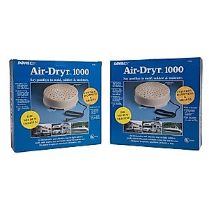 Davis Instruments Air-Dryr 1000 Dehumidifier Bundle (2 Pack) Quiet Boat Dehumidifier for Moisture Problems and Wet Air Solution - Portable Space Heater for RV or Campers - Compact Electric Boat Heater