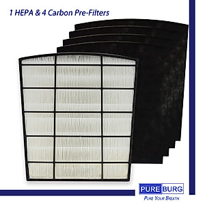 PUREBURG Replacement True HEPA Filter Set Compatible with LivePure LP-HF550 LP-PF150 Fits LivePure LP550TH Bali Multi-Room Air Purifier,H13 Activated Carbon