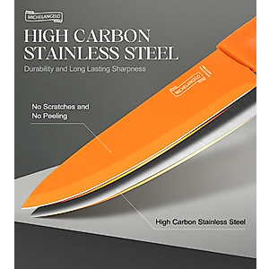 MICHELANGELO Kitchen Knife Set 10 Piece, Rainbow Knife Set for Kitchen, High Carbon Stainless Steel Kitchen Knives Set, Kitchen Knife Set with Covers, Colorful Knife Set- 5 Knives and 5 Knife Covers