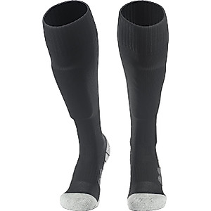 APTESOL Youth Soccer Socks Kids Knee High Team Sport Cushion Sock Women Men Long Tube Cotton Athletic Compression Socks (3-Pair Black-A,Medium)