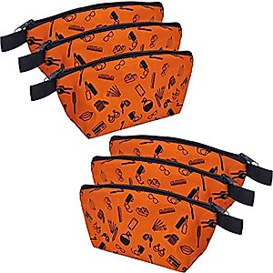 ORBIT-MAX Multipurpose Pouch 6 Pcs Value Pack School Zipper Pouch Polycotton Pen Pencil Bag Washable Purse with Handle Office Storage Small Case Cosmetic Purse Travel Organizer Toy bag Toiletry pouch