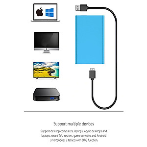 External Portable USB3.1 2TB External Portable Hard Disk for PC, Mac, Desktop,Chromebook(2TB Blue)