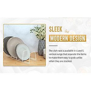 YBM Home Wire Dish Storage Rack for Plates, Cutting Boards, Bakeware, Pots and Pans, Serving Trays, Lids, and Other Cookware, 3 Section Plate Holder for Cabinets and Cupboards, Silver 2552