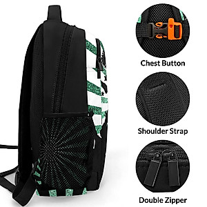 Anneunique Custom Cheerleaders Backpack Custom Multifunctional Waterproof Laptop Bag for Travel Gift Green Bling Sparkly Print Cheer Black