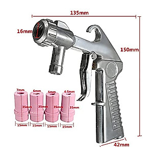 Sandblaster Air Siphon Feed Blast Gun Nozzle with 4pcs Ceramic Tips for Abrasive Sand Blaster Blasting, Blasting Shot Sandblaster Siphon Feed Gun Nozzle