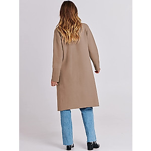 ANRABESS Women Cardigan Oversized Open Front Sweater Coat Lady Blazer Jacket Fall Outwear Coatigan 2024 Trendy Outfits Khaki Medium