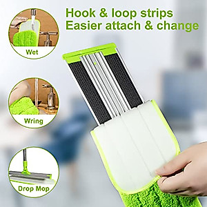 18" Microfiber Mop for Floor Cleaning, Microfiber Floor Mop with 57" Stainless Steel Handle,4 Reusable Washable Mop Pads and Mop Pads Brush,Microfiber Mop for Hardwood,Laminate,Tile,Floor Cleaning