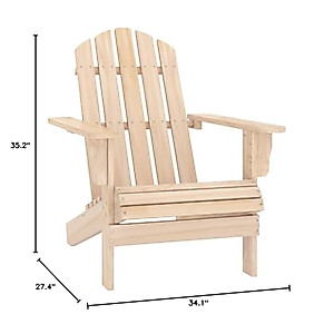 Tidyard Patio Adirondack Chair with Table Solid Fir Wood Outdoor Fire Pit Chair Wooden Garden Armchair for Porch Pool Lawn Deck Backyard Balcony Outdoor