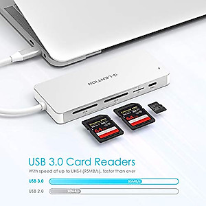 LENTION USB C Hub with 3-Slot Card Reader, 4K HDMI, USB 3.0, USB 2.0, Type C Data/Charging Compatible 2023-2016 MacBook Pro, New Mac Air/Surface, Stable Driver Certified Adapter (CB-C19, Silver)