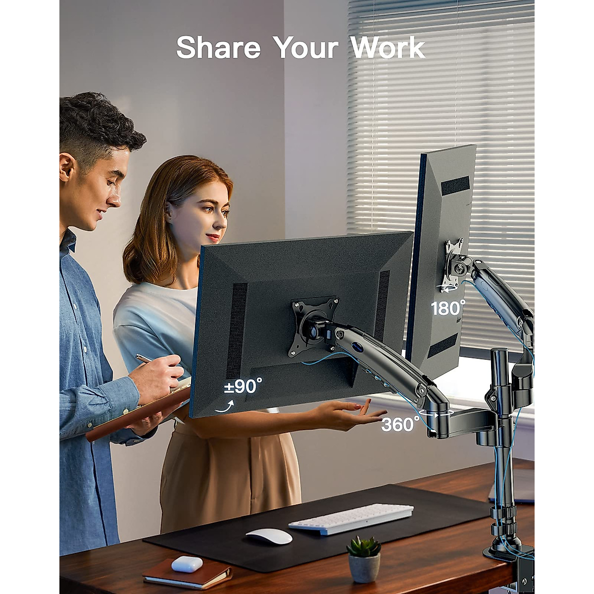 HUANUO 13-32 Inch Monitor Mount 2 Monitors & Triple Monitor Mount