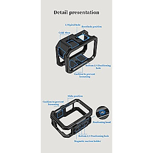 Durable Aluminum Camera Cage for GoPro Hero 11 - Protective Housing with Cold Shoe Mounts, Precision Cut Ports, Anti-Vibration, and Heat Dissipation for Smoother Filmmaking