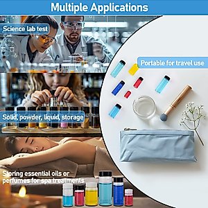 Njvial 24Pcs 7ml Small Glass Vials with Lids Lab Sample Vials Empty Refillable Perfume Travel Mini Glass Bottles with Screw Caps for Essential Oils(12Pcs Bottles with Graduated Measuring Scale)
