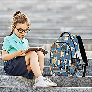 Sinestour Dog School Backpack Student Backpack for Teens Girl Boy Bookbag Daypack Rucksack