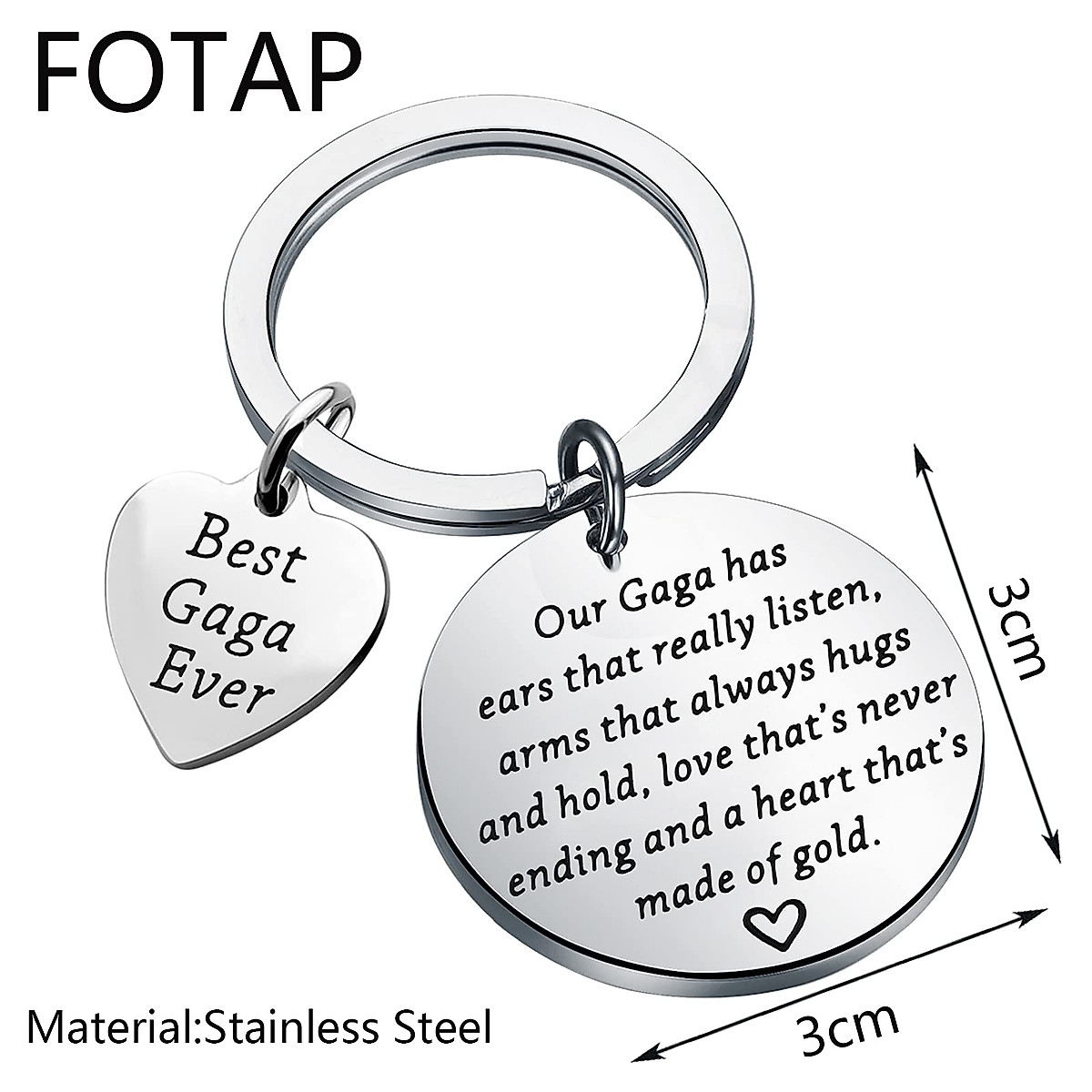 FOTAP Gaga Keychain Gaga Jewelry Best Gaga Ever Jewelry Gaga Gift Best Gaga Gift Gaga Appreciation Gift Grandma Jewelry (Gaga Keychain)