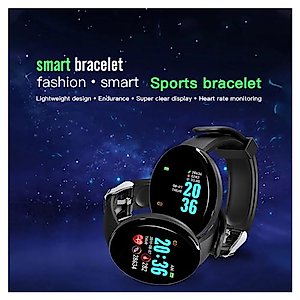 Viflosae 1.44-Inch Color Round Screen Smart Watch, Fashion Round Screen Health Data Recording Function Caller Id Watch, High Sensitivity, Single Button Control (Black)