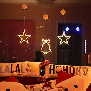 Sezrgiu 3 Pack LED Bells Christmas Tree String Light Window Hanging Ornament Starry Fairy Light Battery Operated Lamp for Window Festival Xmas Party Decoration (30CM Wire, 3 Pack Bells)