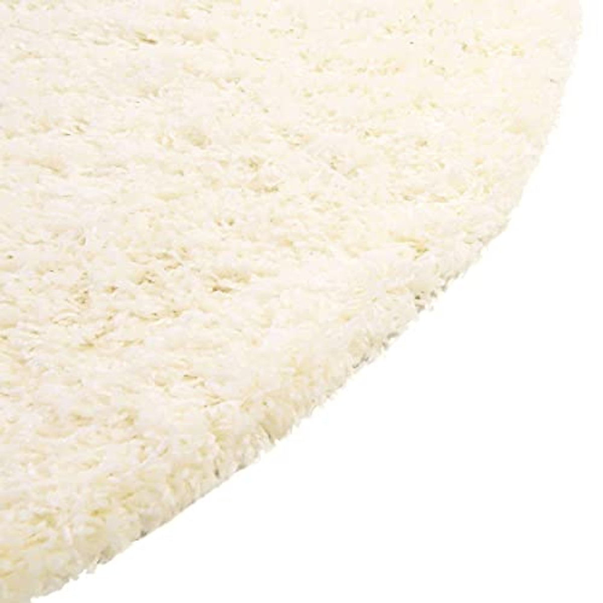 Rugs.com - Über Cozy Solid Shag Collection Rug – 4 Ft Round Snow White Shag Rug Perfect for Kitchens, Dining Rooms