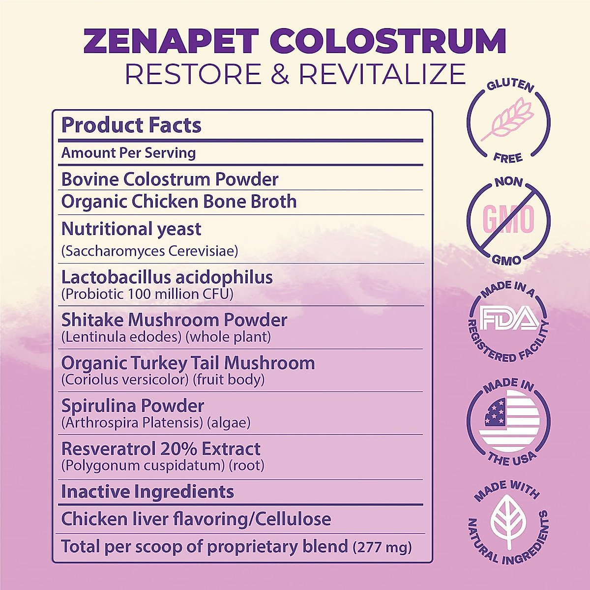 Zenapet Cat Colostrum Plus Superfood Supplement, 240 Day Supply Bovine Colostrum Powder, Cat Probiotic for Immune Support, Digestive Health, Allergy Relief, Joint Support, and Skin/Coat Health