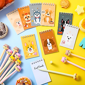 Yeaqee 48 Pcs Dog Party Favors Include 24 Dog Mini Notebooks for Kids 24 Dog Gel Ink Pens Puppy Themed Party Favors Bulk Animal Spiral Notepad Black Ink Pen for Pet Birthday Party Bags Classroom Prize