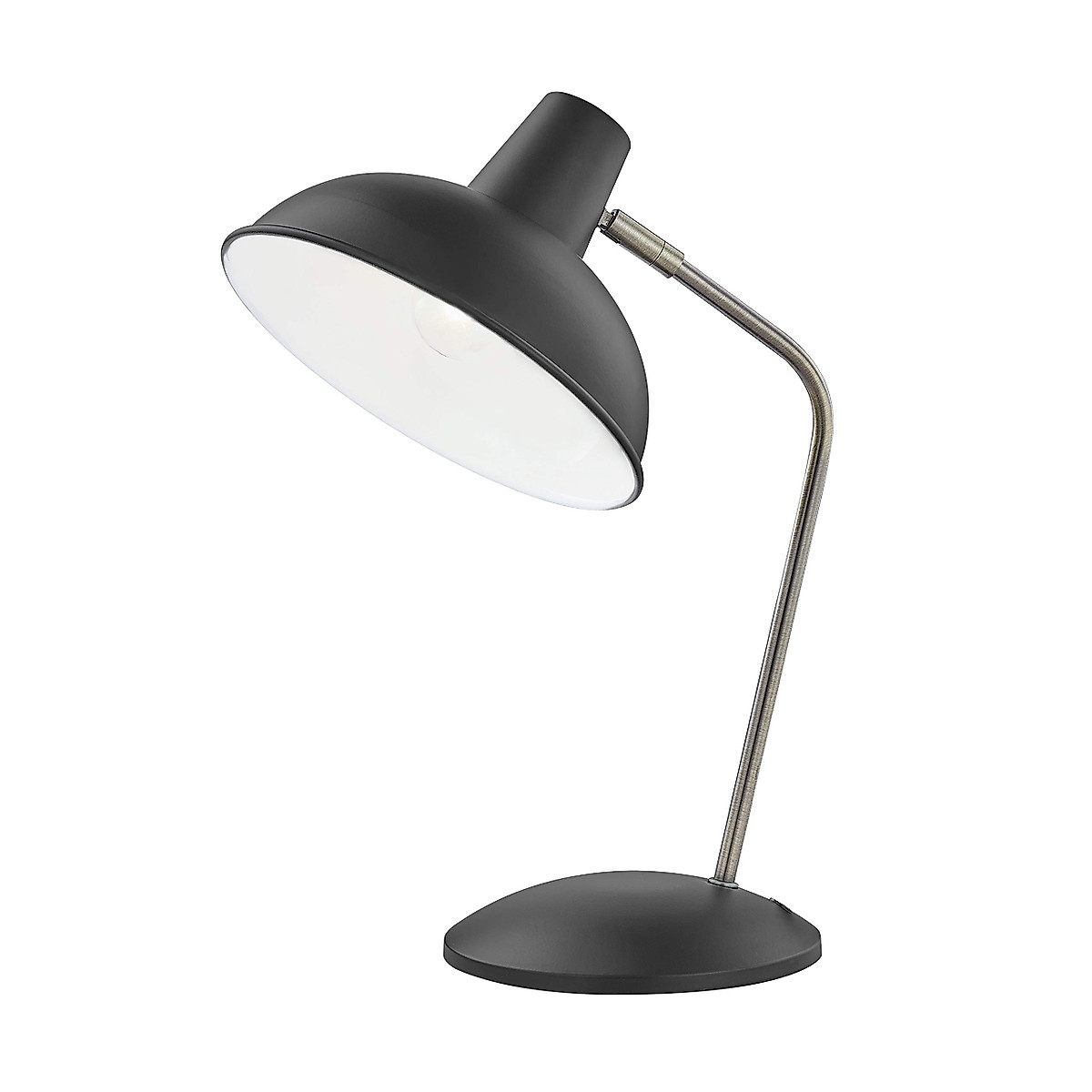 Light Society LS-T261-BK Hylight Black Retro Desk Lamp with Antique Brass Details, Mid Century Modern Vintage Style