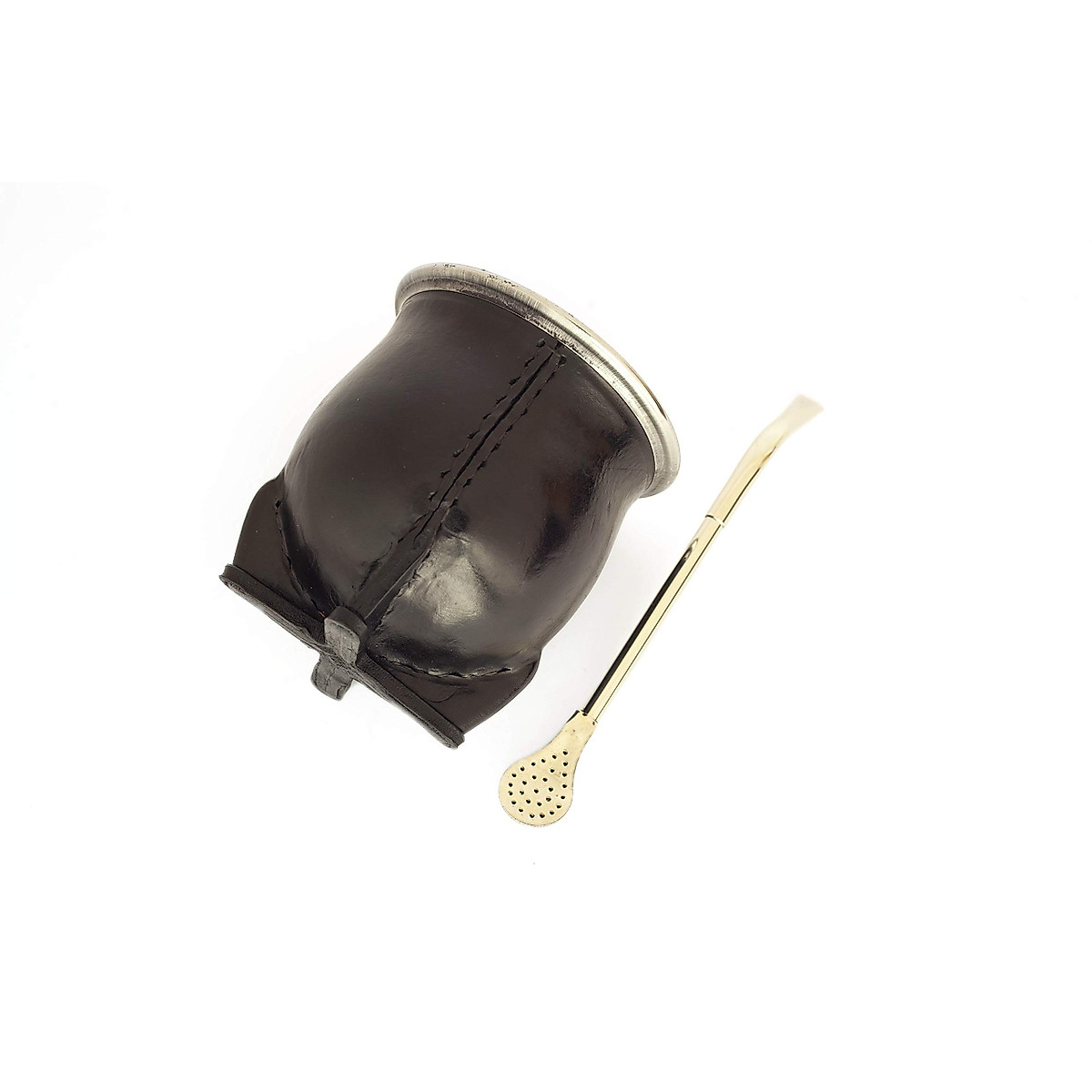 THEARG | Yerba Mate Gourd Set with Stainless Steel Straw | Handmade Leather Yerba Mate Cup and Bombilla Set from Argentina - Beach Essentials - Idea for Gifts | Travel Cup Mate - Taza para Mate
