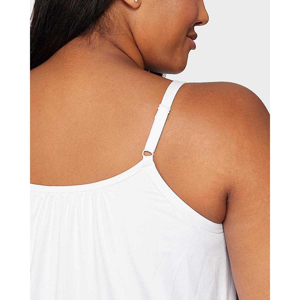 32º DEGREES Cool Womens Shirred Flowly Relaxed Lounge Built-in Cups Shelf Bra Tank Cami, White, Medium