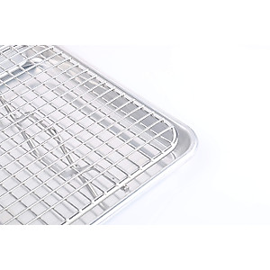 MASTERRACK Jelly Roll Pan Stainless Steel Cooling Rack and Wire Grate Heavy Duty (10"X14.75"X0.7")