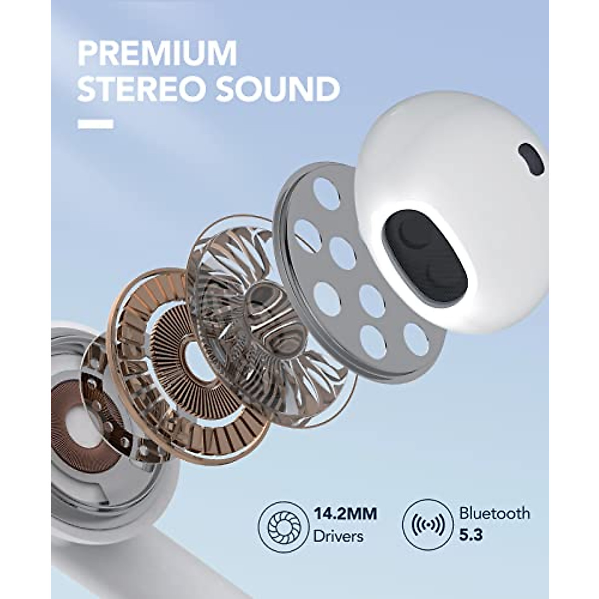 IKG Bluetooth in-Ear Headphones, Wireless Bluetooth 5.3 Headphones with Microphone, HiFi Stereo Sound, 37 Hours Battery Life, IP7 Waterproof, LED Display, in-Ear Headphones Bluetooth