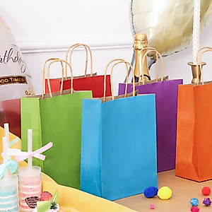 Moretoes 72pcs 18 Colors Small Gift Bags, 8.7 x 6.3 x 3.1 Inches Gift Bags Bulk, Paper Bags with Handles, Party Favor Bags for Birthday, Party