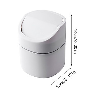 Generic Mini Trash Can Mini Desk Trash Can with Lid Small Trash Can for Bedroom for Bathroom, Office, Kitchen, Desk,Car Small Trashcan 1PC (White)
