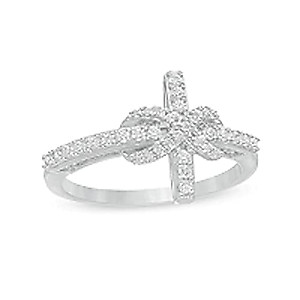 1/4 CT. T.W Round Cut Simulated Diamond Sideways Cross with Infinity Engagement Ring 925 Sterling Silver (12)