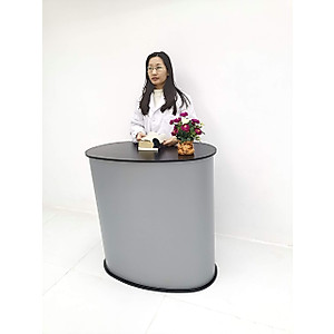36.4" Tall X 35.6" Wide X 17" Deep Portable Lightweight Tradeshow Podium Lectern Pulpit Economy Event Party Wedding White Or Black Easy to Carry Speaker Organizer Table Countertop 15111-NPF