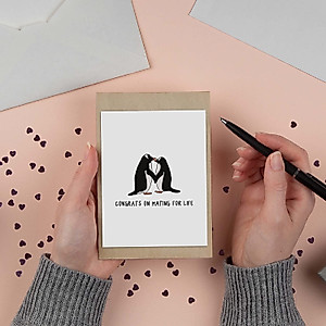 rockdoodles Wedding Card Funny, Engagement Card & Bridal Shower Card For Bride To Be, Funny Wedding Card & Engagement Card With Penguin For The Married Couple (Mates For Life)